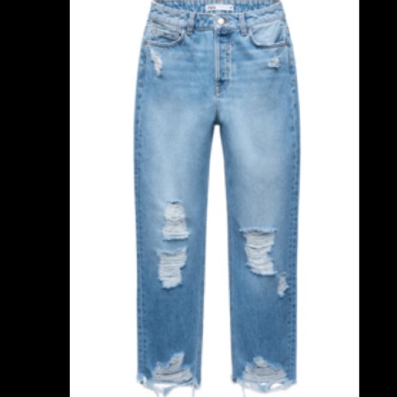 Zara | Jeans | Zara Mom Fit Ripped Jeans | Poshmark